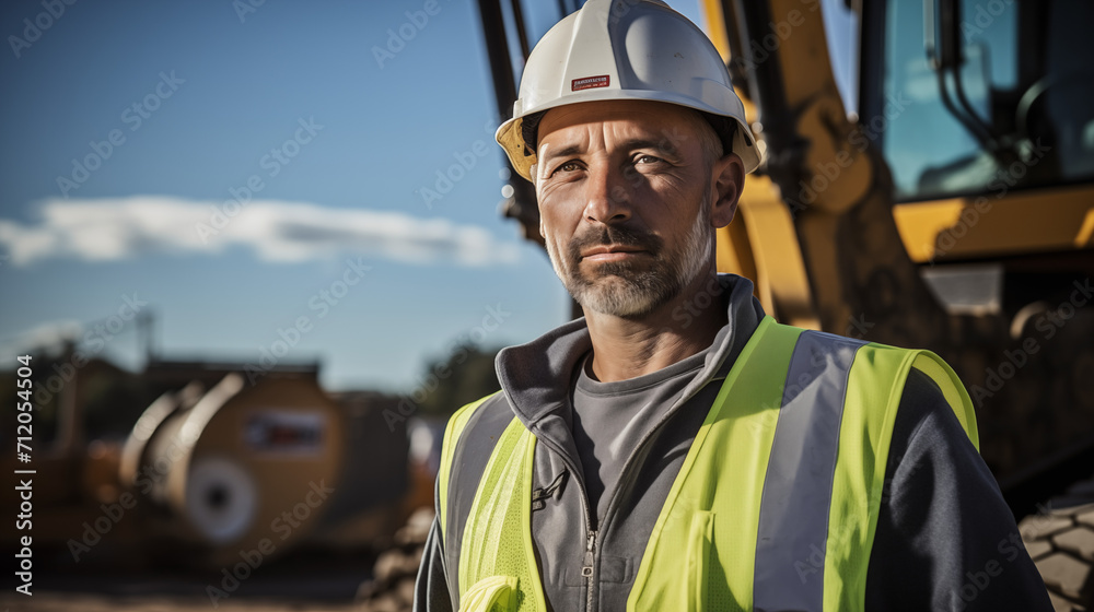 guy operating dragline excavator looking at camera on construction ...