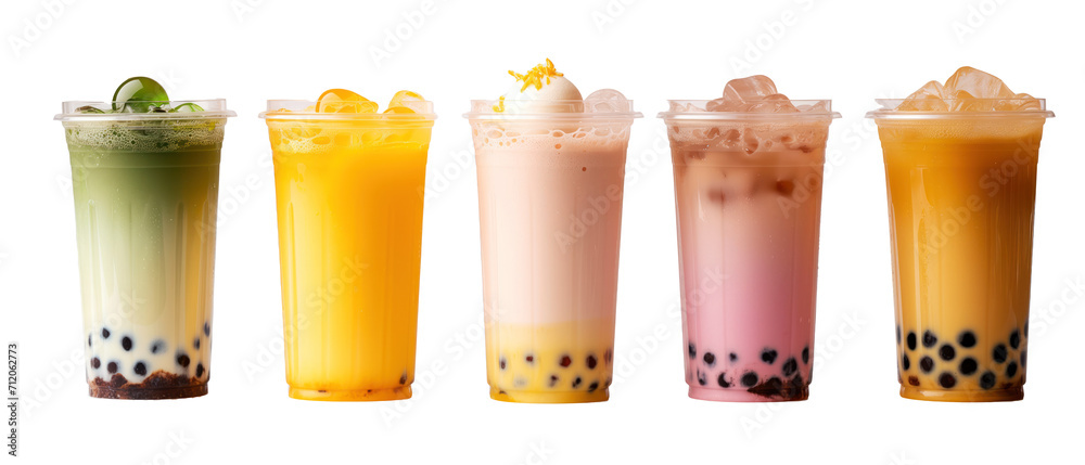 selection of tapioca bubble tea on transparent background Stock Photo ...