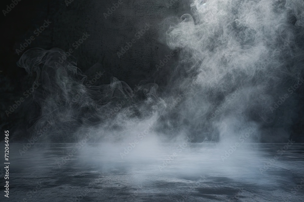 Abstract white smoke and fog on dark concrete background modern ...