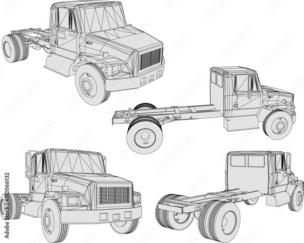 Vetor de Vector sketch illustration of trailer truck head design ...