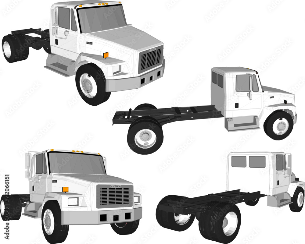 Vector sketch illustration of trailer truck head design without bed ...