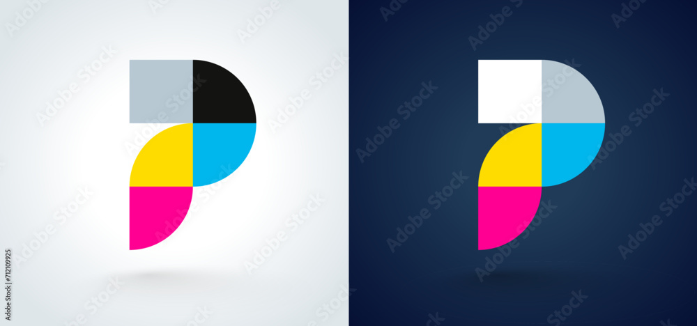 Logo Letter P color CMYK. Print theme. Template design vector. Stock ...