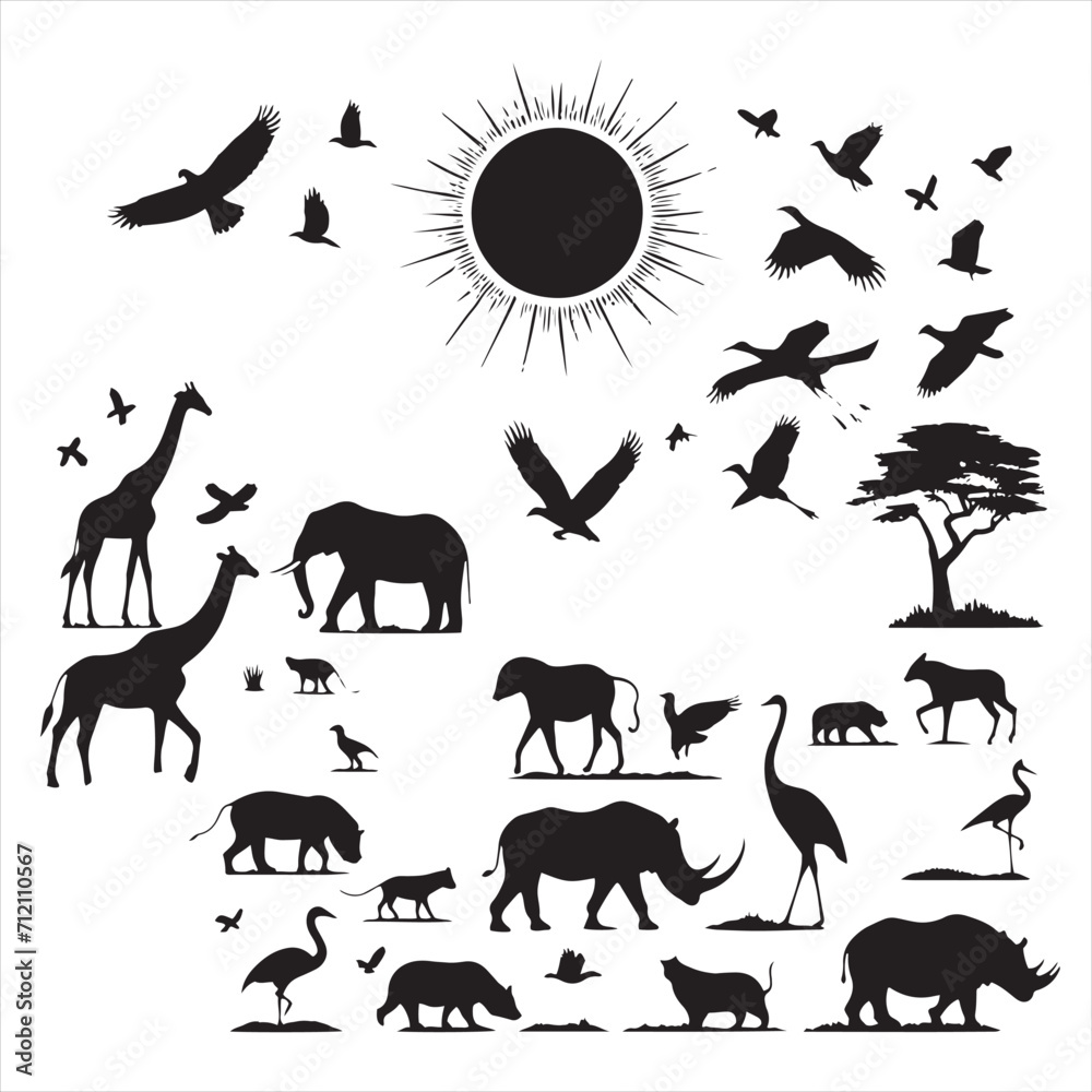 Breathtaking Shadows: A Set of Wild Animals Silhouette Illustrations ...