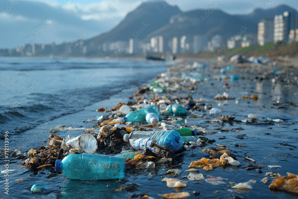Humans toss trash into rivers and oceans. lead to the contamination of ...