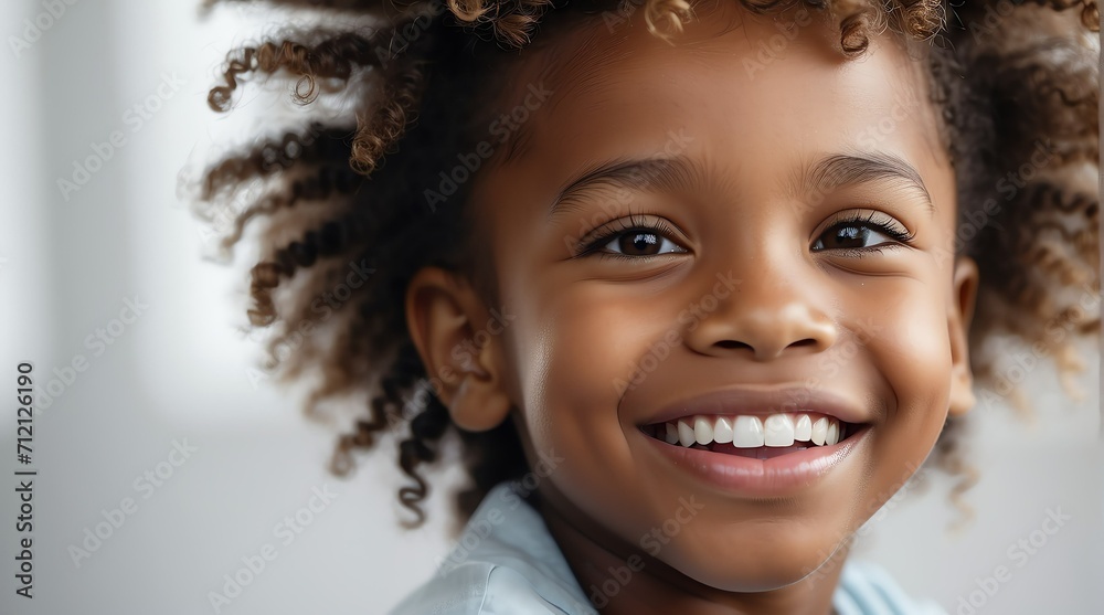 A young black african kid with a radiant smile showcasing healthy ...
