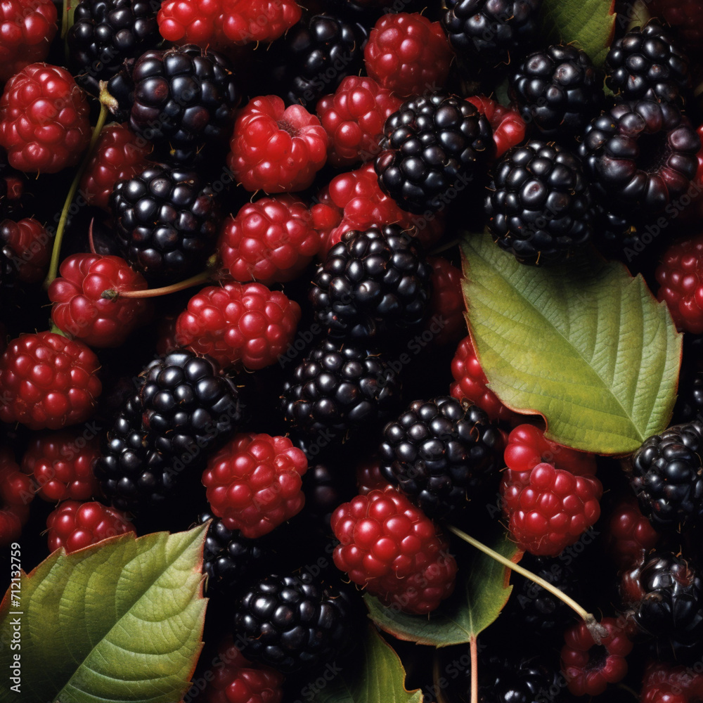 fondo con detalle y textura de multitud de moras de color negro y rojo ...