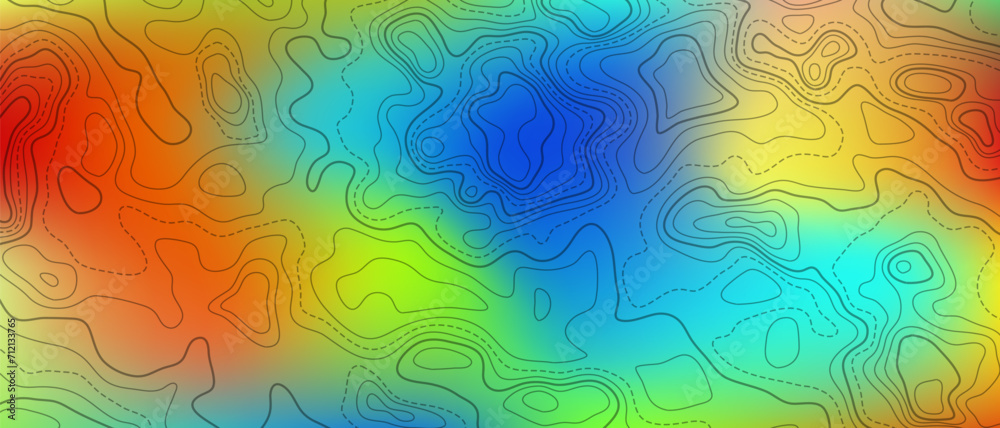 Vektorová grafika „Ocean bottom topographic line map curvy wave ...