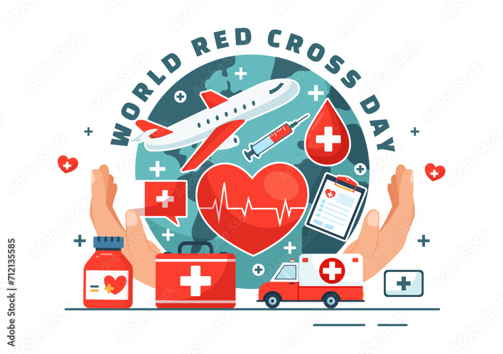 World Red Cross Day Vector Illustration on May 8 to Medical Health and ...