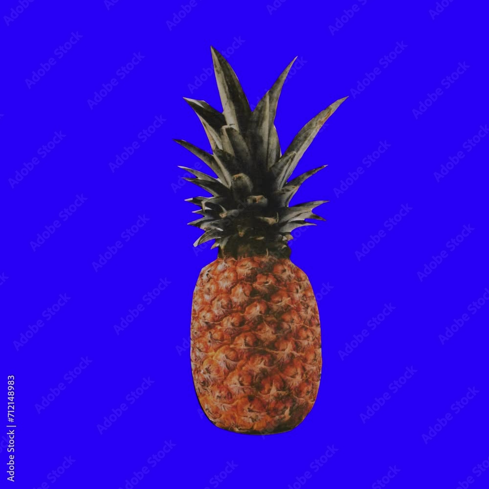 Pineapple animation. green screen or chroma key. Pineapple animated on green background. 4K 3D ...