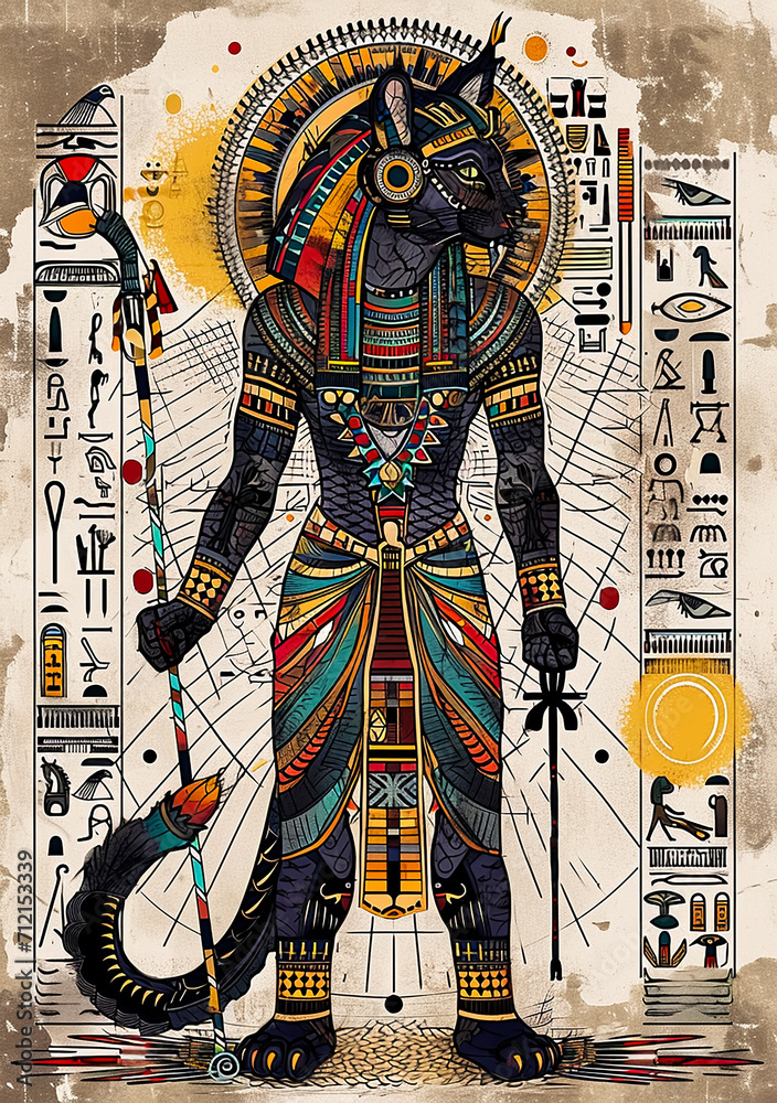 Egyptian pharaoh Vintage Animal God, warrior, in Royal Costumes ...