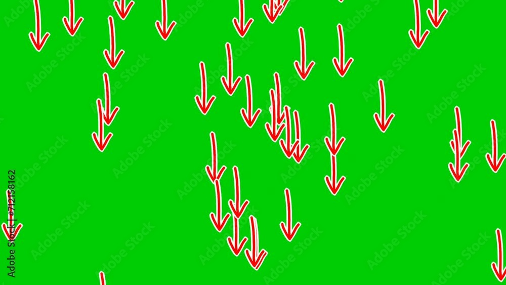 Rain Arrow sign symbol animation on green screen,hand draw red color ...