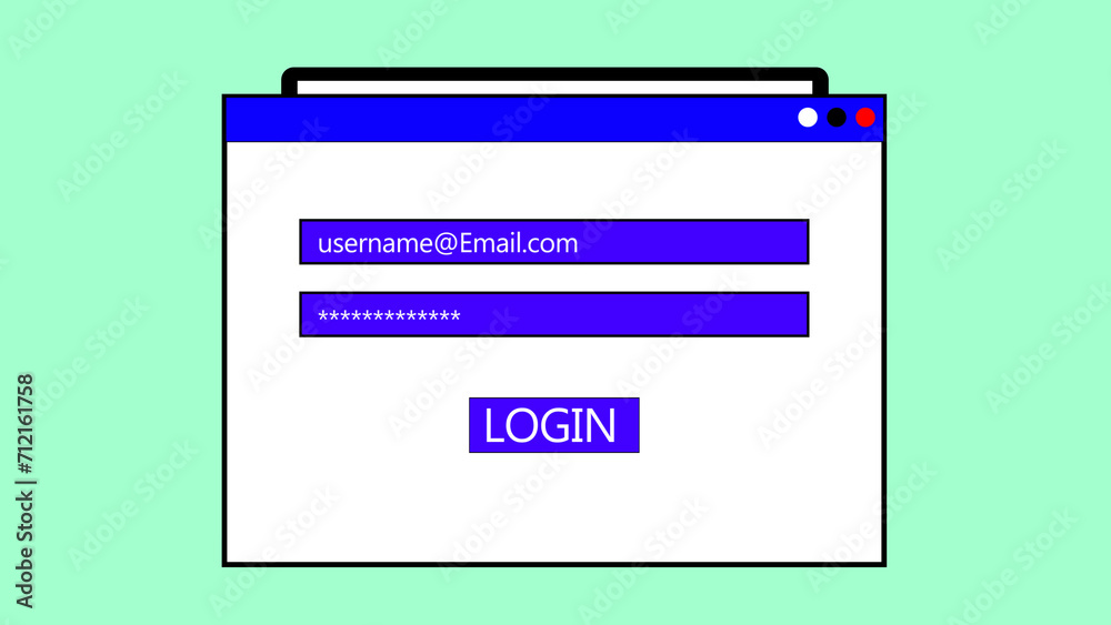 Web browser window depicting user name and password fields with a login ...