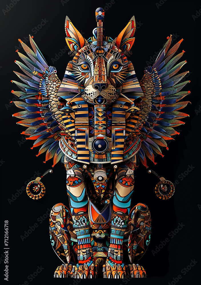Egyptian pharaoh Vintage Animal God, warrior, in Royal Costumes ...