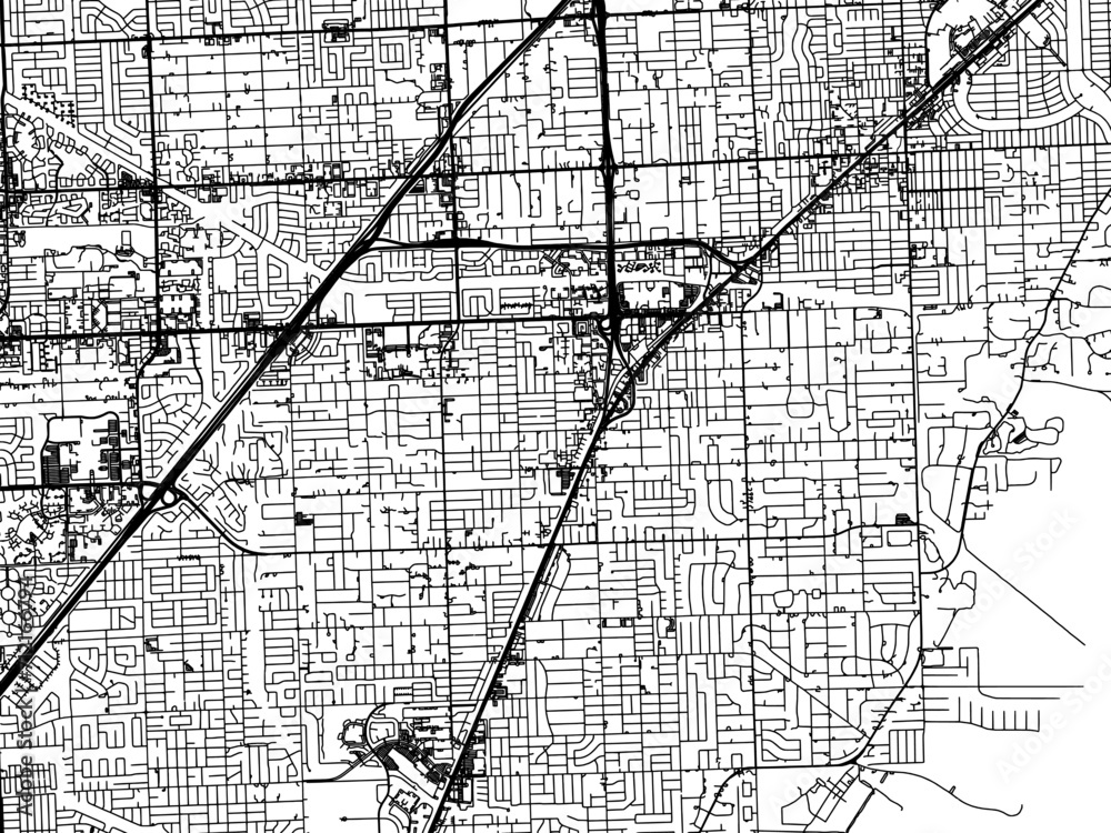 Vector road map of the city of Kendall Florida in the United States of ...