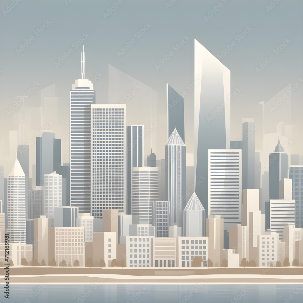 beautiful vector-look background of city skyline landscape, pastel ...