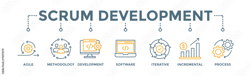Scrum development banner web icon vector illustration concept with icon ...