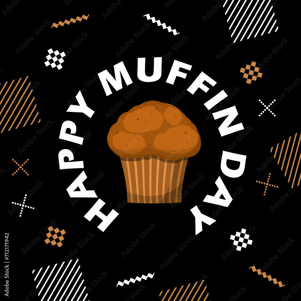 National Muffin Day event banner. A delicious muffin cake with bold ...