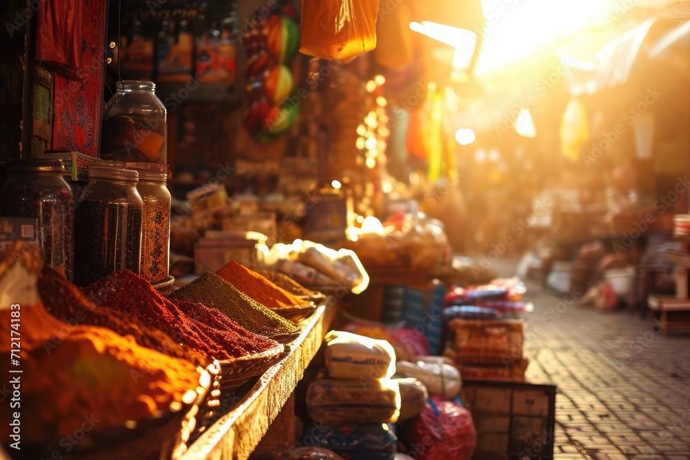 Step into the Vibrant Tapestry of Marrakech's Bustling Market at Sunset ...