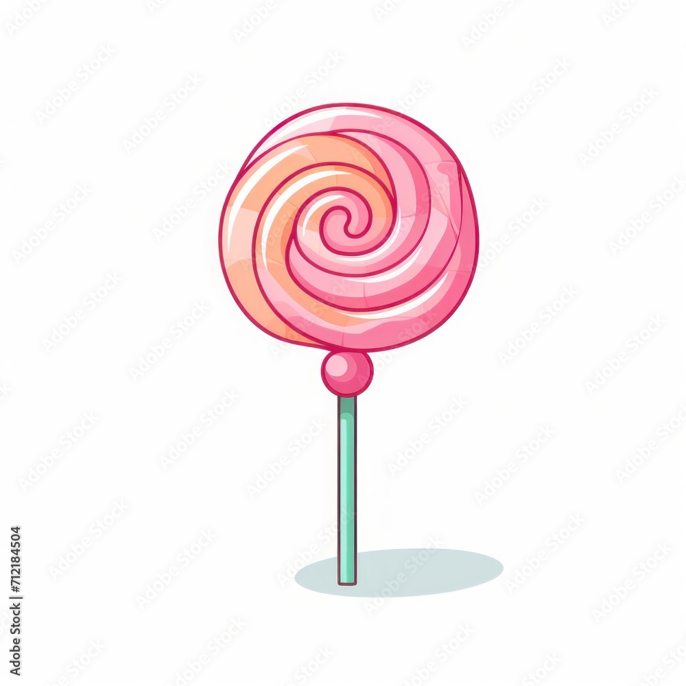 Pink lollipop isolated on white background. illustration in cartoon ...