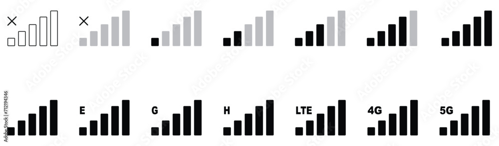 Signal reception bar collection of vector illustration. Mobile phone ... Signal reception bar collection of vector illustration. Mobile phone ...