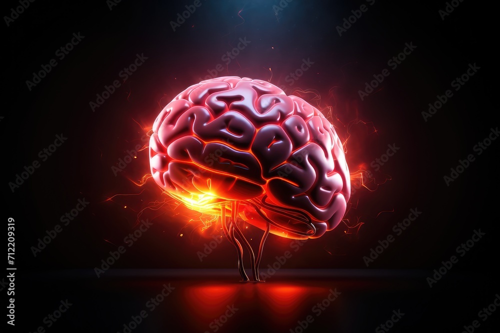 Fototapeta Brain disease diagnostics axon, Hounsfield Units (HU ...