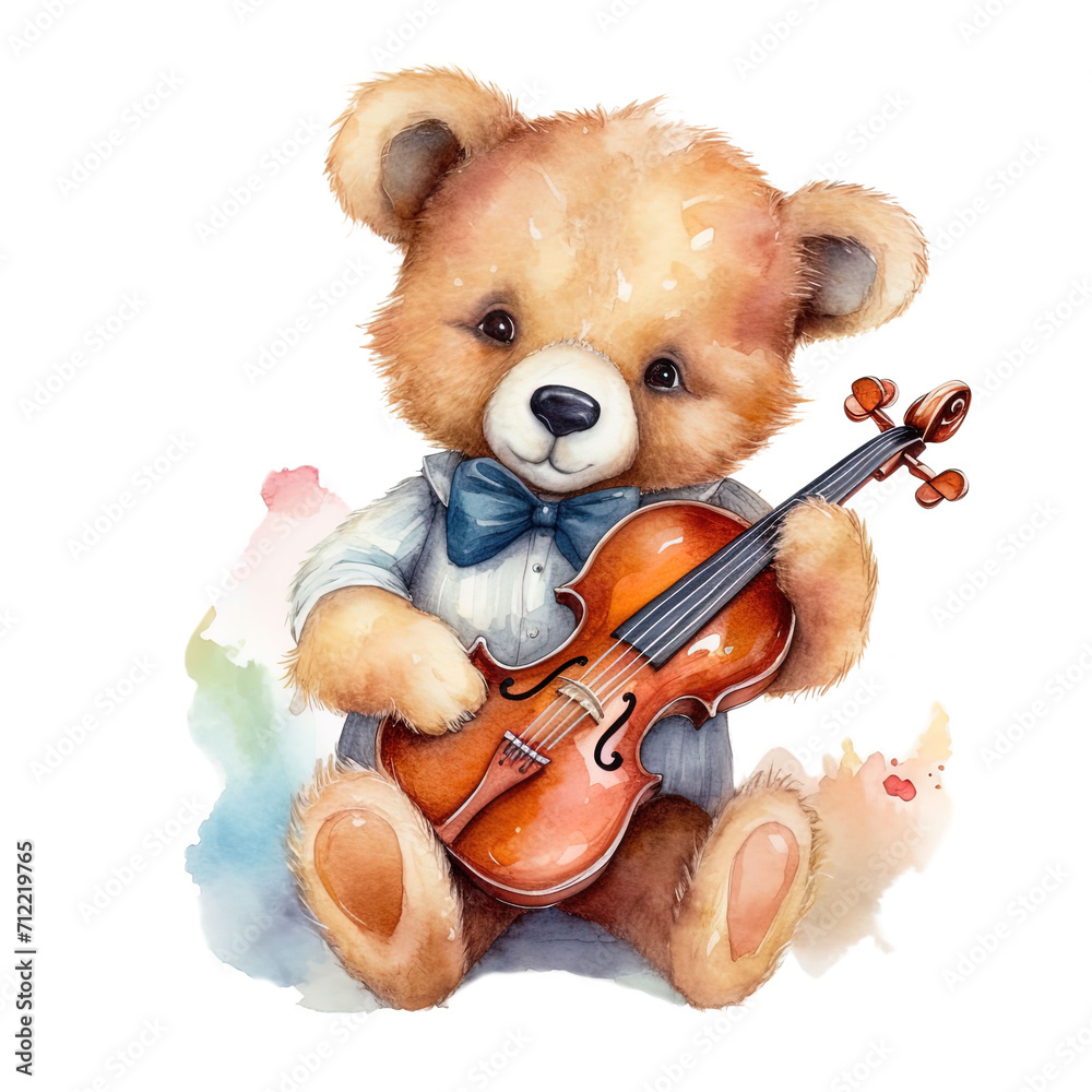 Little bear playing violin on transparent isolate, cute little bear ... Little bear playing violin on transparent isolate, cute little bear ...