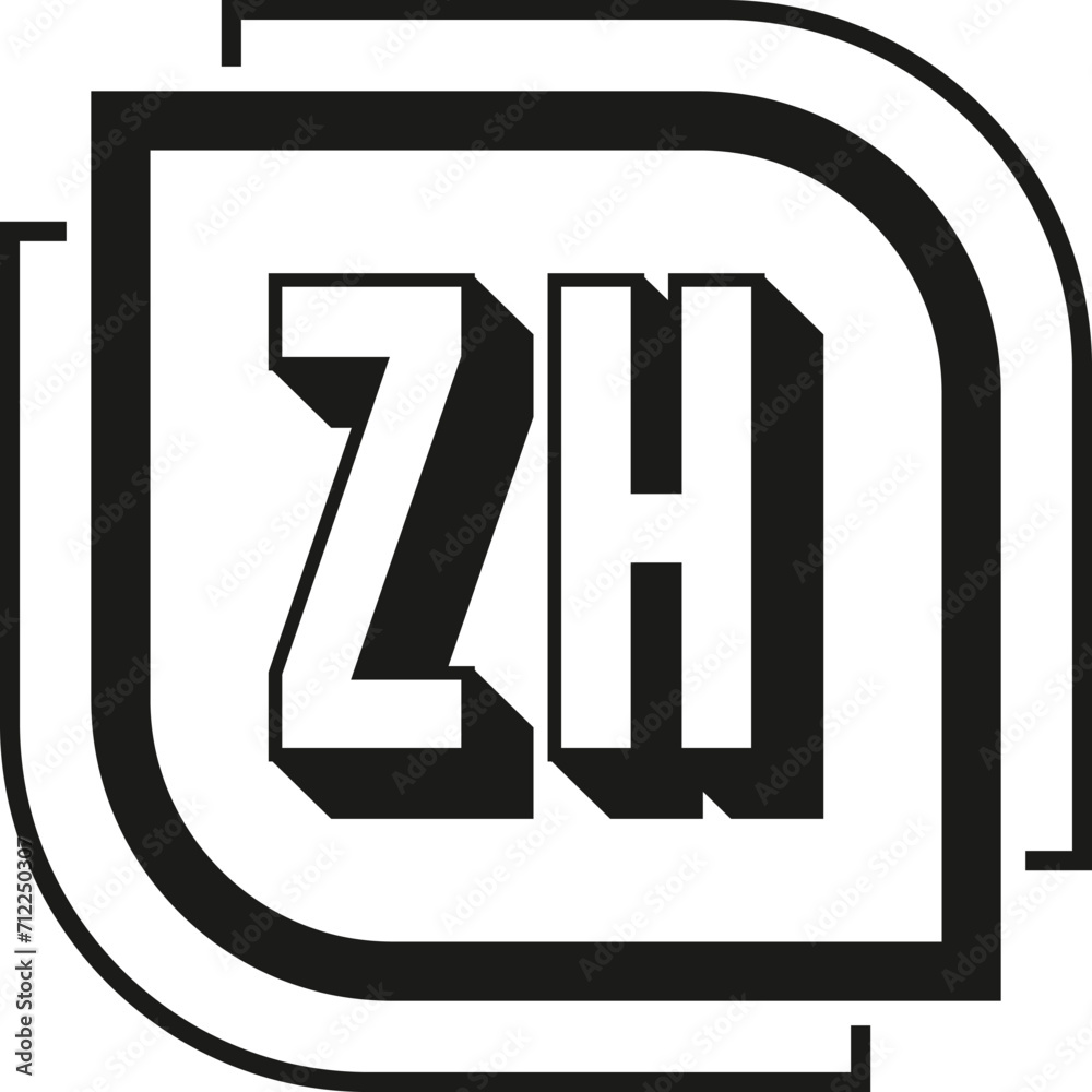 ZH letter logo design on white background. ZH logo. ZH creative ...