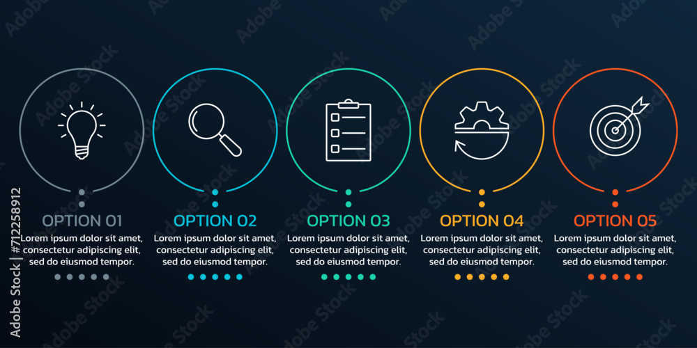 5 step, option infographic with business icons. Process diagram ...