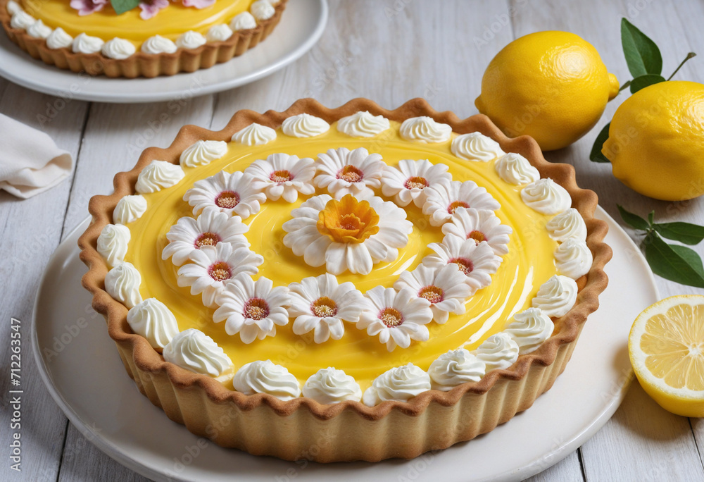 Foto de French Lemon Tart - a traditional and beloved dessert featuring ...