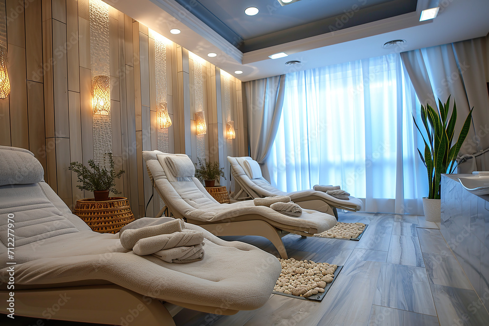 The tranquil atmosphere of a spa or wellness center that offers colon ...