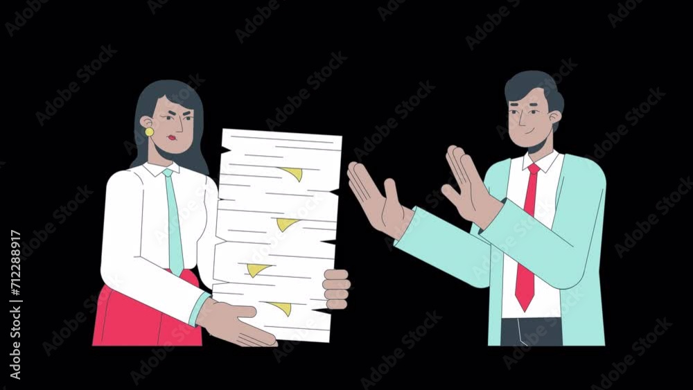 No to unreasonable workload line cartoon animation. 4K video motion ...