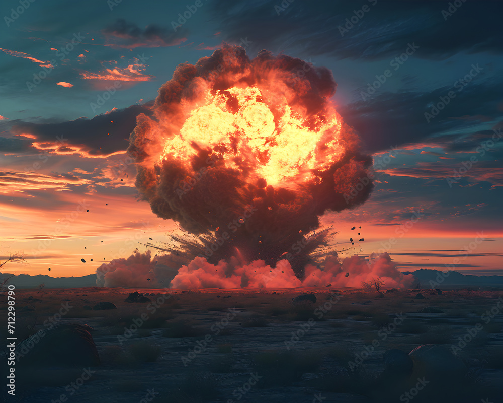 Detonation of an atomic bomb and end of the world. Warning to humanity ...