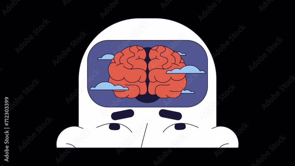 Brain fog line 2D animation. Fatigue mental clouding 4K video motion ...