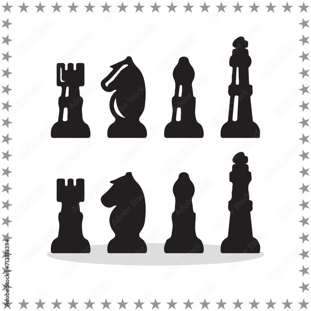 Vecteur Stock Chess Silhouette, cute Chess Vector Silhouette, Cute ...
