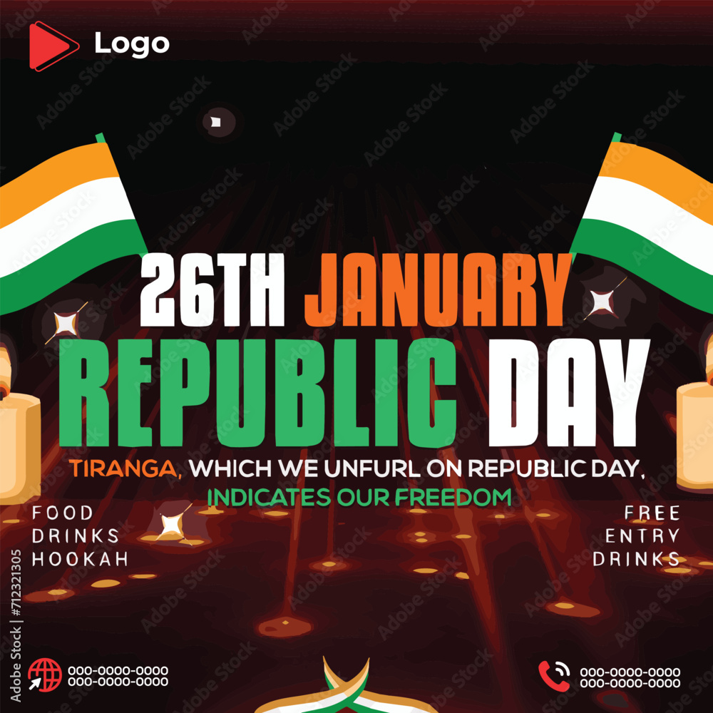 26th january republic day celebration square social media post and web ...