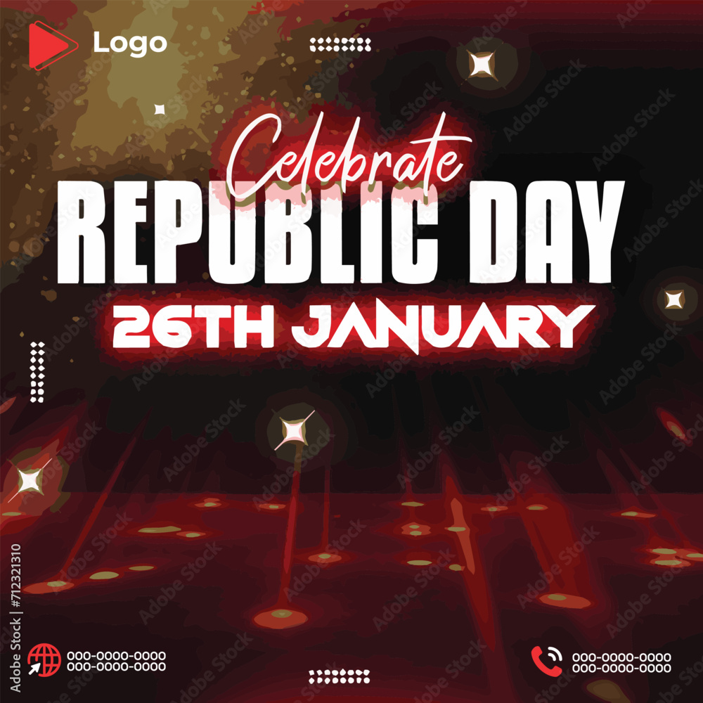 26th january republic day celebration square social media post and web ...