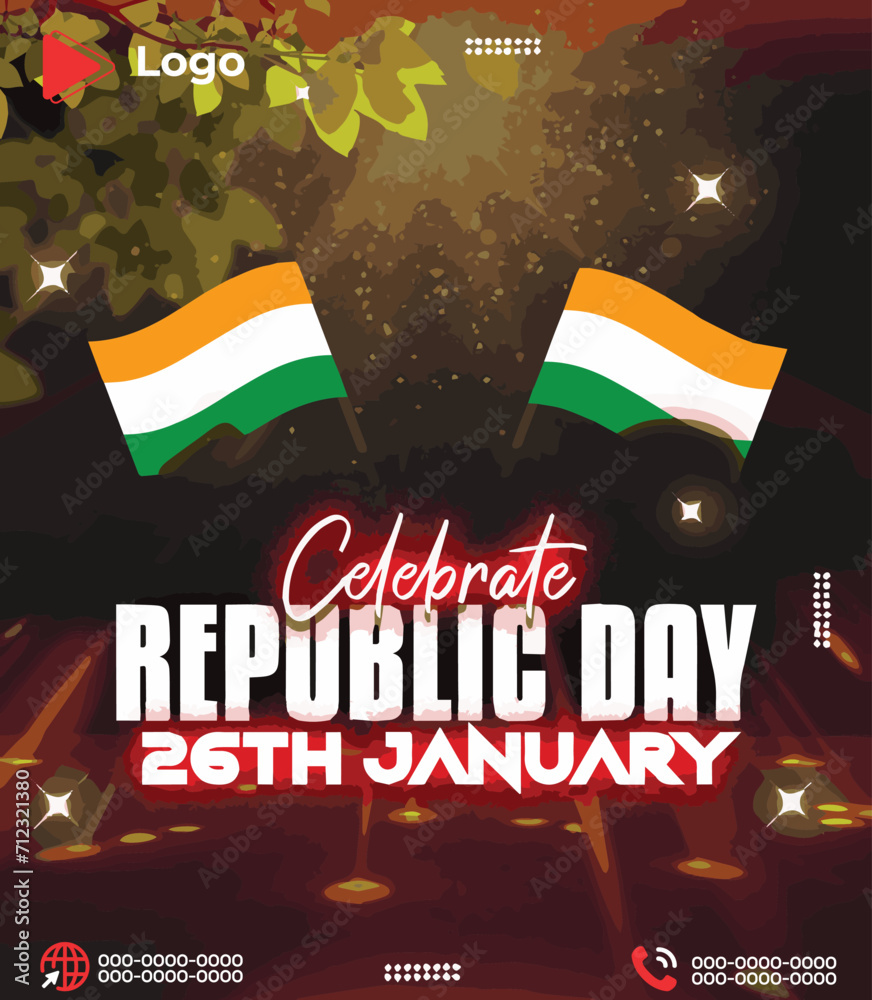 26th january republic day celebration square social media post and web ...
