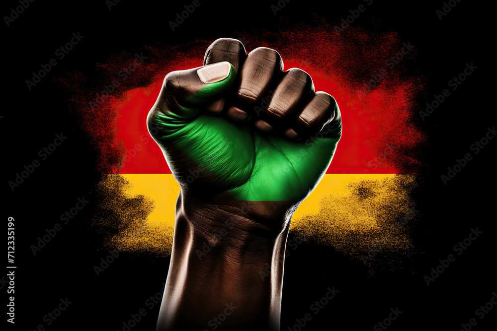 Black History Month, Raised Hand Fist Pan African Color Digital Art ...