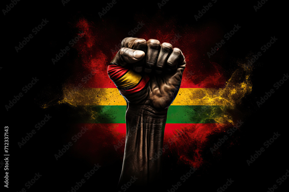 Black History Month, Raised Hand Fist Pan African Color Digital Art ...