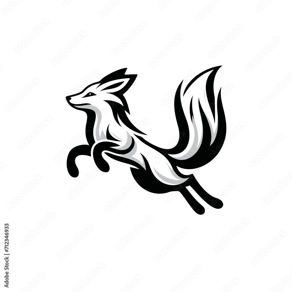 Vector Logo featuring a jumping white fox. Versatile Symbol of Energy ...