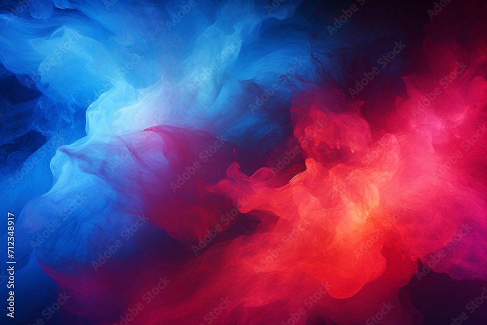 Intense red and blue gradients converging in a fiery clash, creating a ...