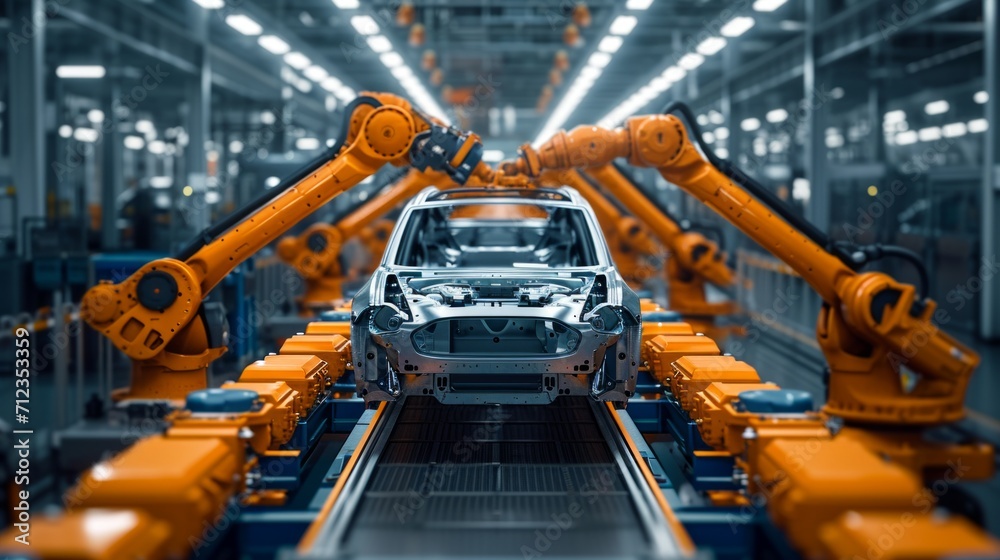 Car manufacturer. The car factory digitalization industry. Automated ...