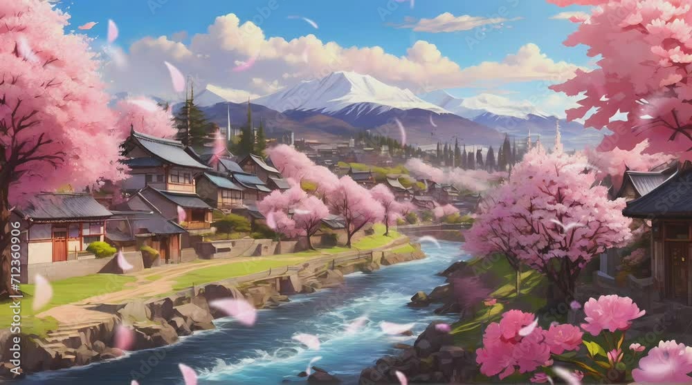 blossoming cityscapes come to life in this enchanting looping animation ...
