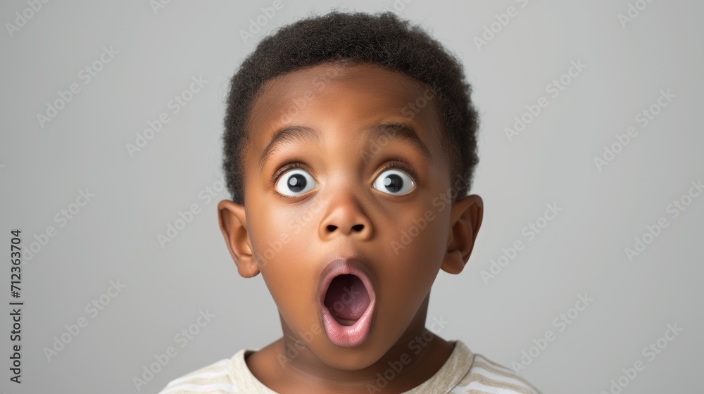 Surprised, startled or shocked four year old little african american ...