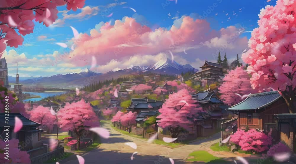 blossoming cityscapes come to life in this enchanting looping animation ...