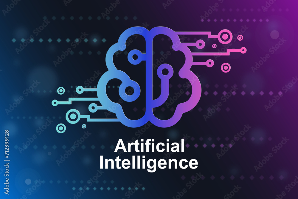 Artificial intelligence, Brain neural circuit line style, Machine ...