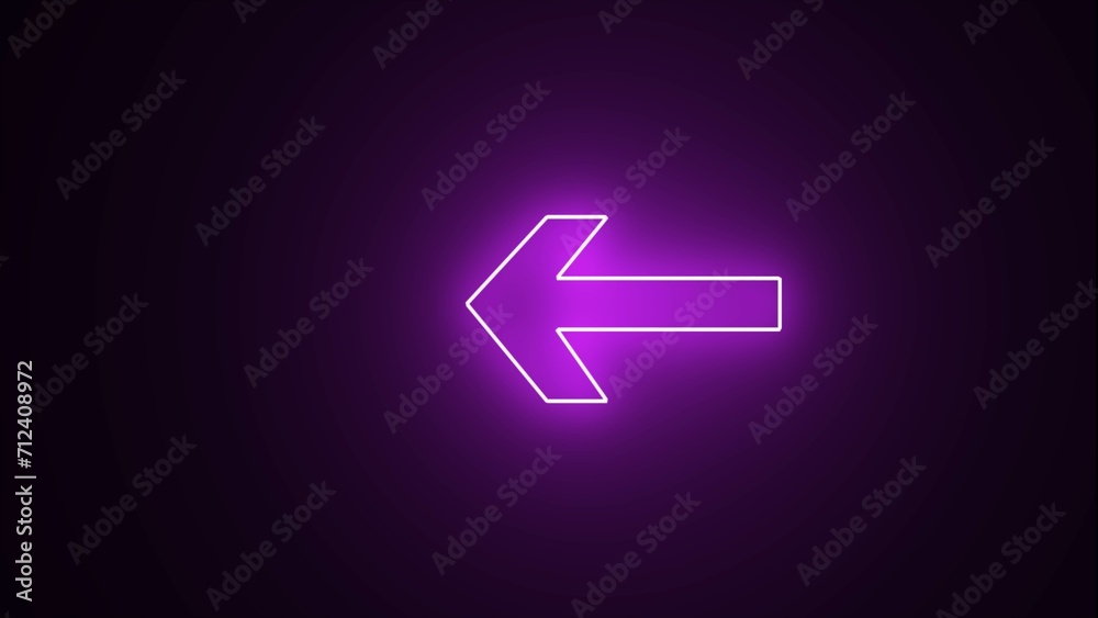 Flashing neon icon to the left arrow. Abstract neon purple arrow icon ... Flashing neon icon to the left arrow. Abstract neon purple arrow icon ...