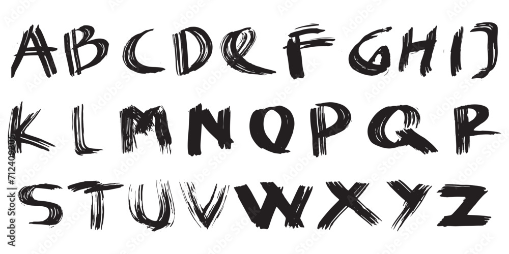 Grunge alphabet with capital letters. Dirty textured vector font ...