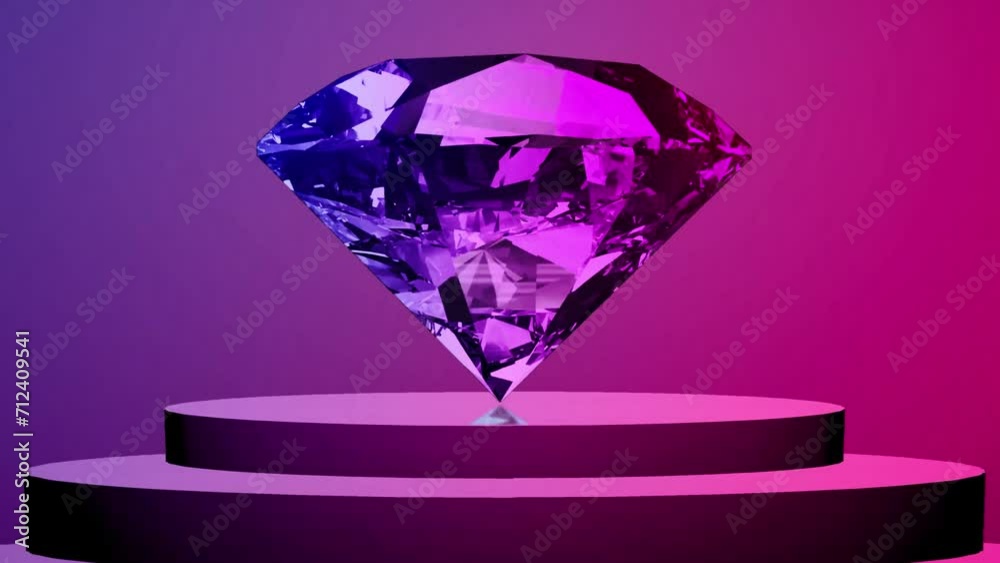Shiny diamond rotating on a Colored background. Looping animation. 3D ...