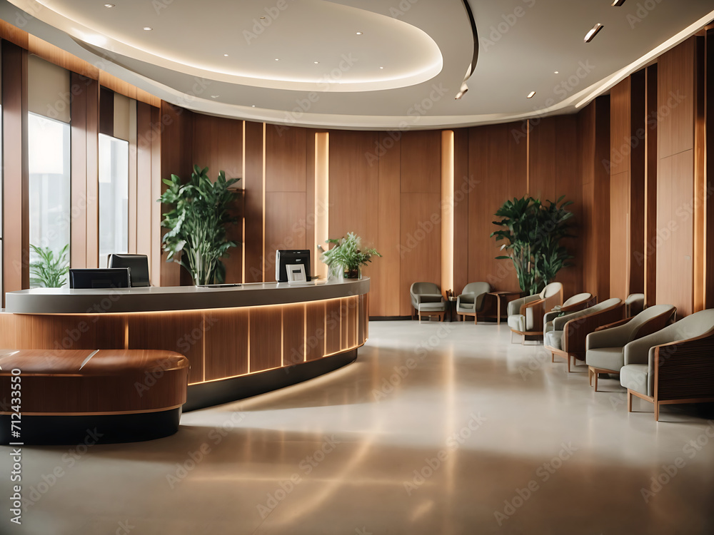 Modern reception area lobby area interior design, 3d rendering Stock ...